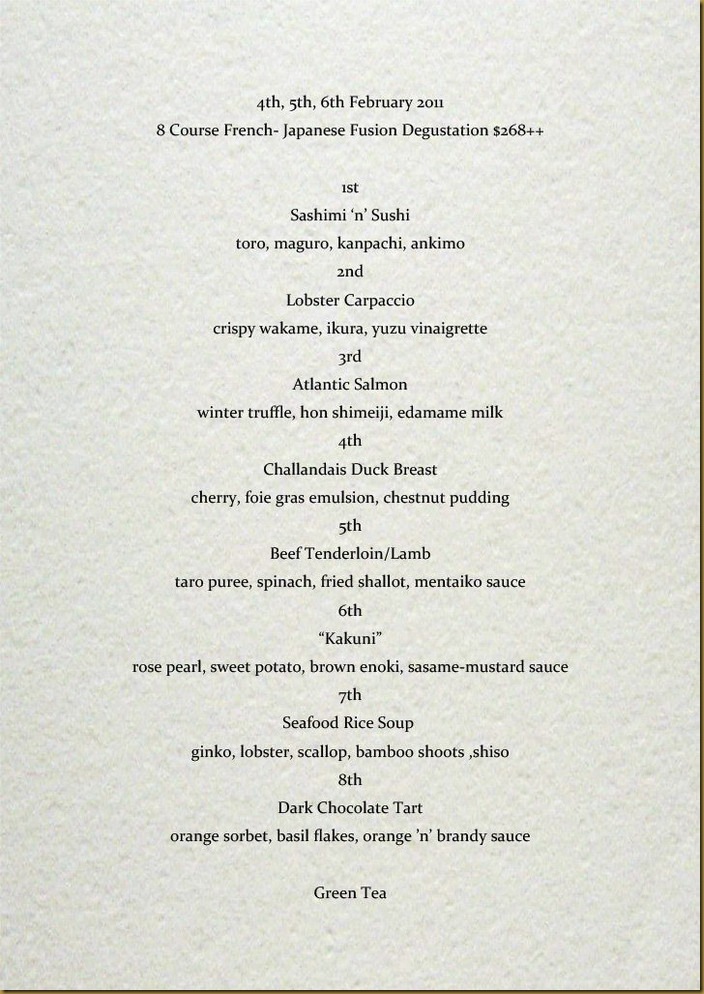 Food Street: Cassis Restaurant 8 course French-Japanese Fusion Degustation