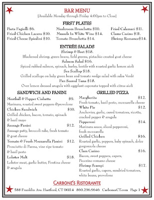 Carbone's Ristorante: Menu: