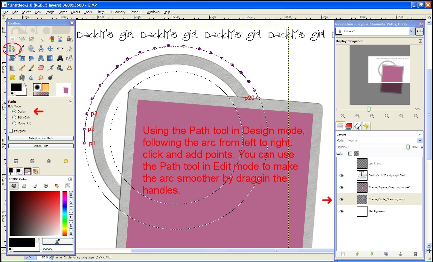 GIMP Tut: Text along Path