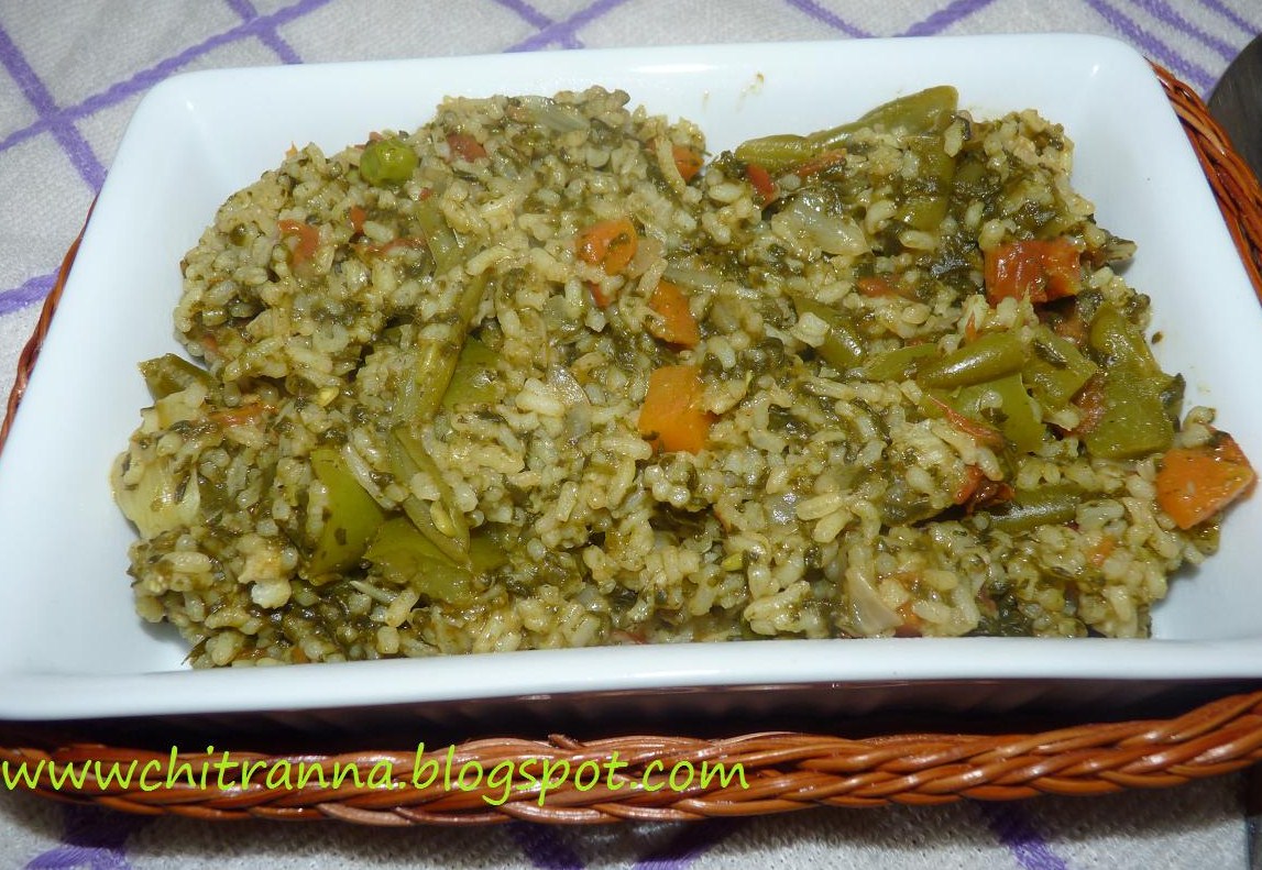 Chitranna: Palak Rice/Spinach rice