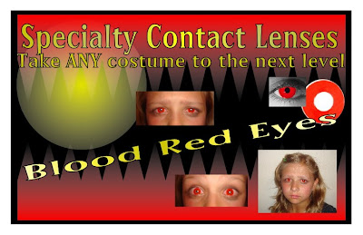HALLOWEEN EYES COSTUME CONTACTS: DEMON RED EYES- CRAZY PURE BLOOD RED
