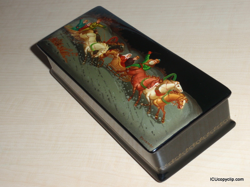 Russian Lacquer Boxes: Signed Fedoskino Footed Russian Lacquer Box USSR ...