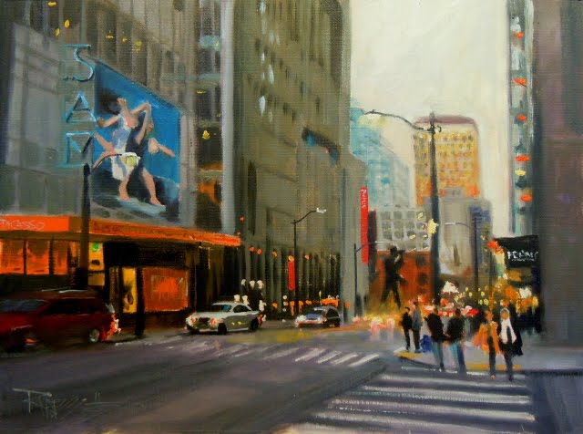 in plein air: "The Picasso Exhibit" Seattle city scenes, oil cityscape ...