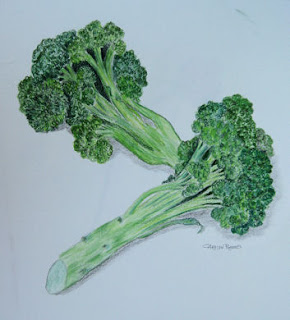A Potpourri of Art: Broccoli in Colored Pencil
