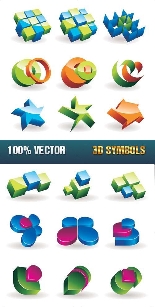 Stock Vector - 3D Symbols - Vivid Frames