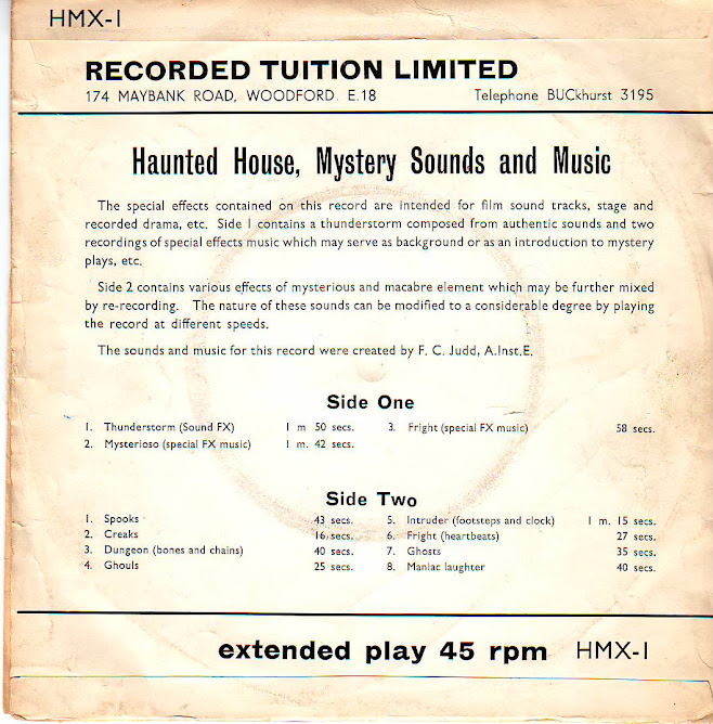 bruitages d'horreur 33 / 45 tours halloween records COLLECTION PRIVEE