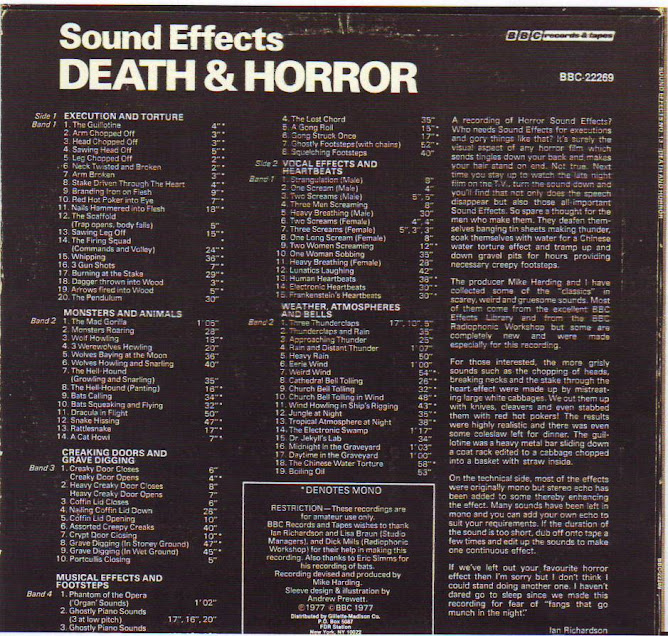 bruitages d'horreur 33 / 45 tours halloween records COLLECTION PRIVEE