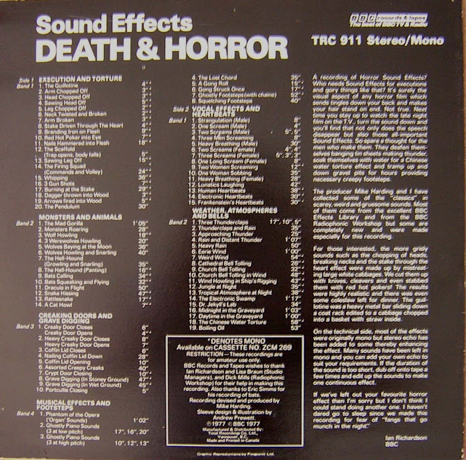bruitages d'horreur 33 / 45 tours halloween records COLLECTION PRIVEE