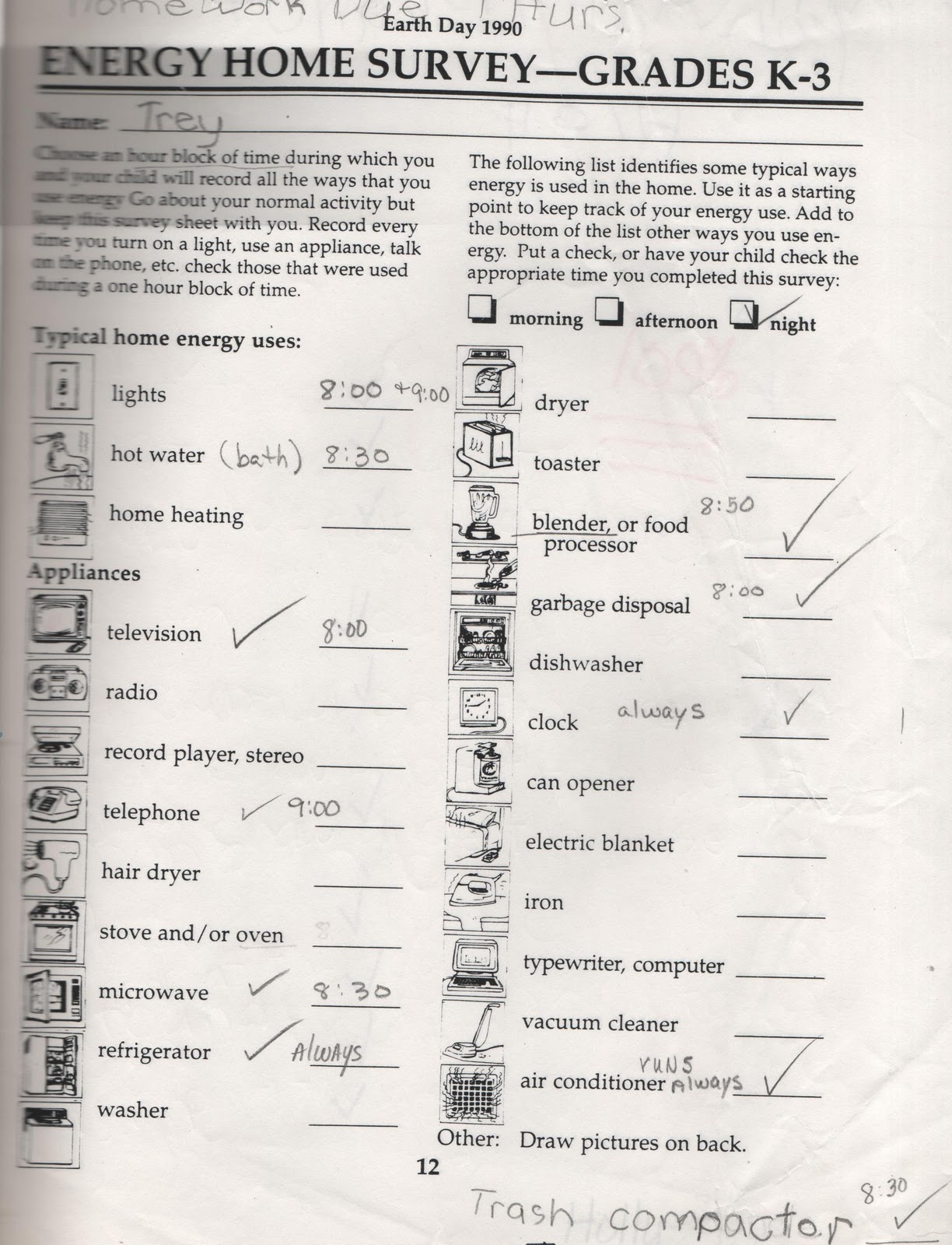 ELEMENTARY SCHOOL ENRICHMENT ACTIVITIES: HOME ENERGY SURVEY