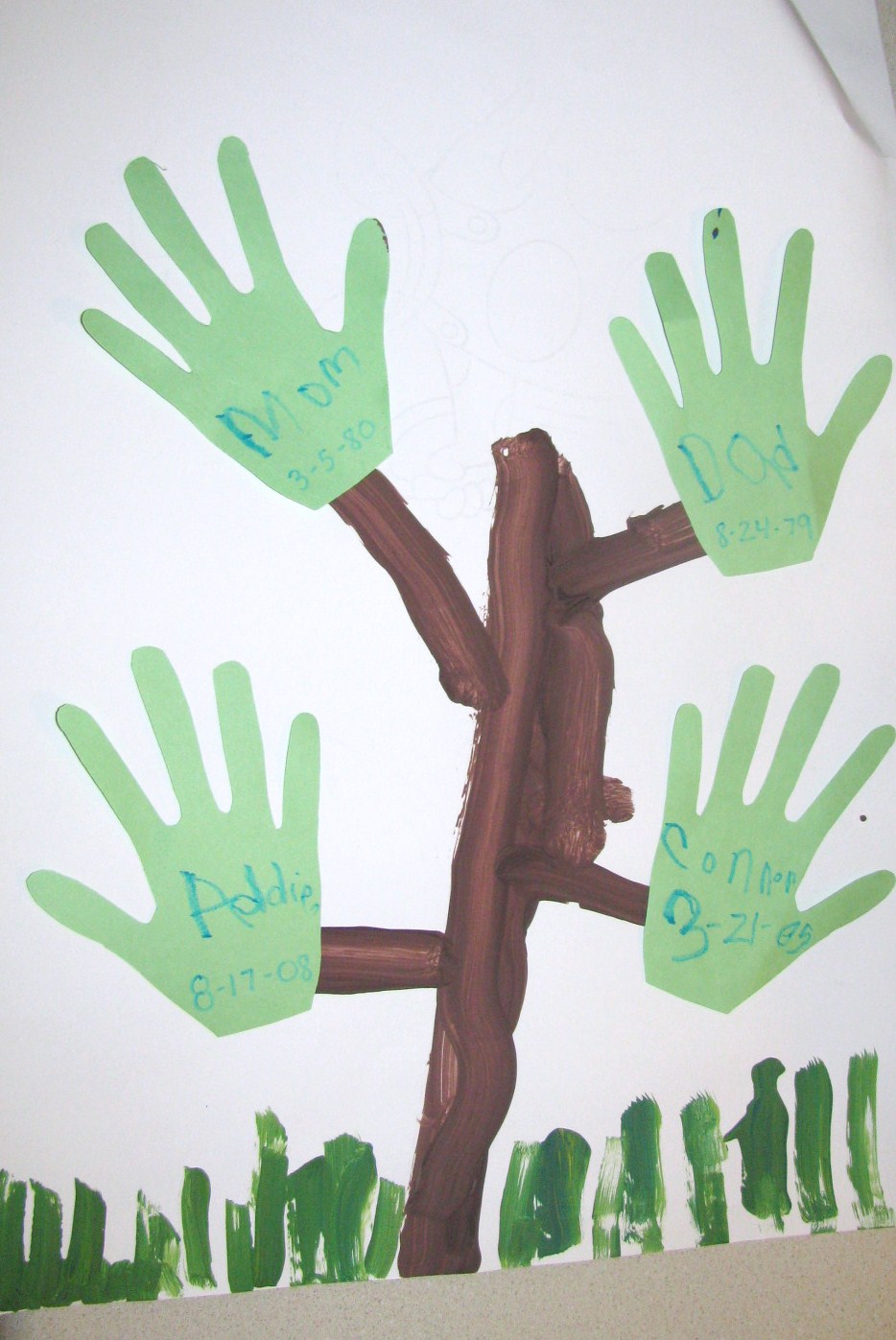 See what we did today: Hand print Family Tree!
