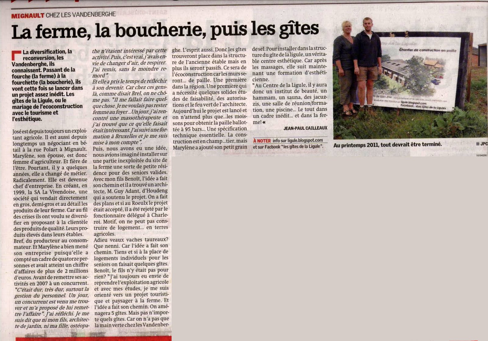 La Ligule: Première communication journalistique des Gîtes de la Ligule