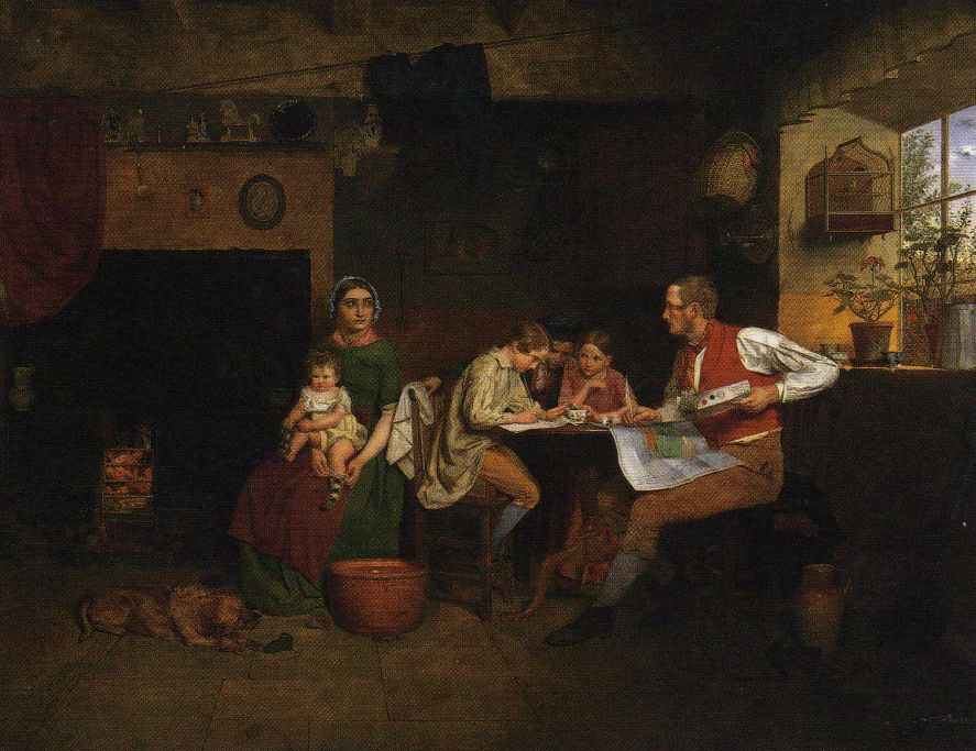 Pre Raphaelite Art: James Collinson - Answering the Emigrant's Letter
