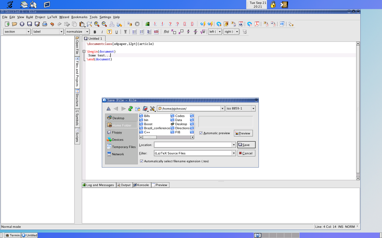 Research Methods: Using kile On School/Faculty Unix Machines