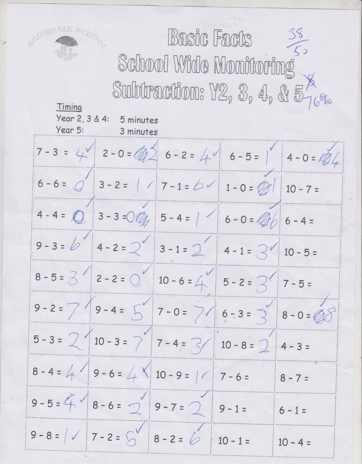 Thomas's 2010 eportfolio: my basic facts tests