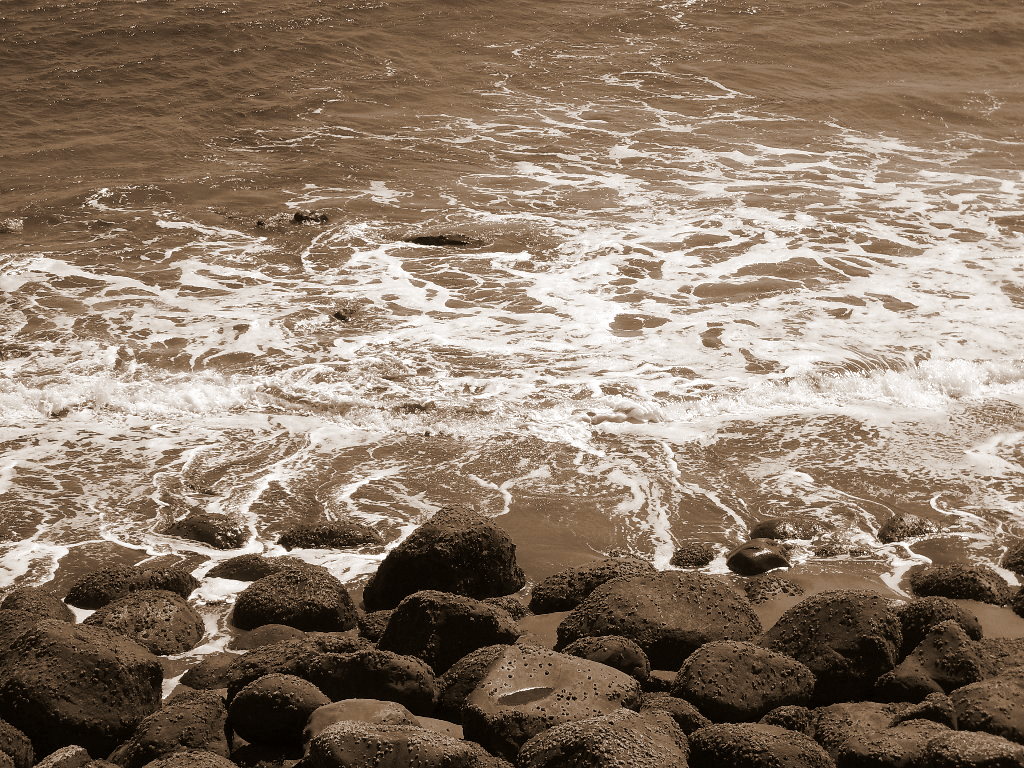 photographing New Zealand: beach scenes in sepia