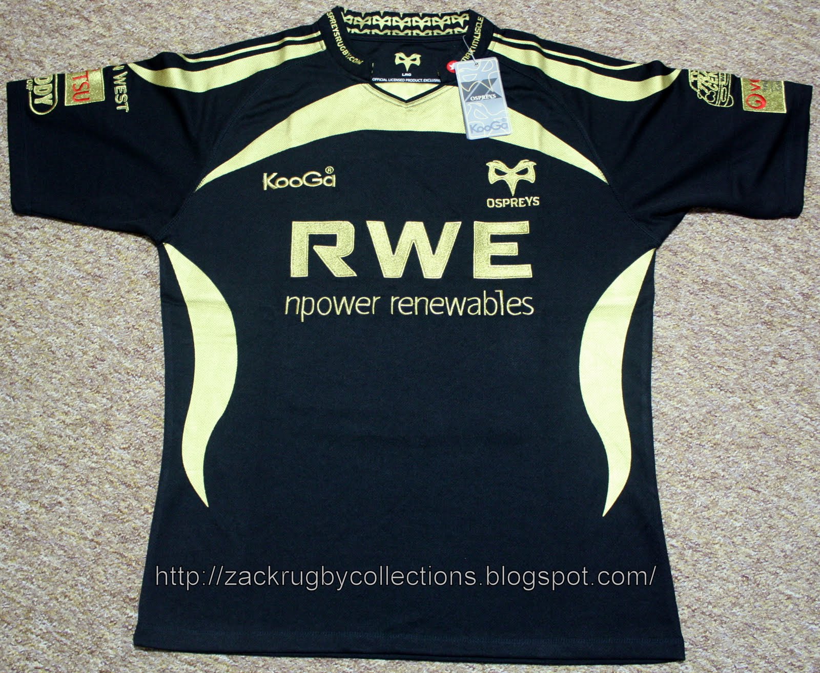 ZackRugby Collections®: Ospreys Pro Home 2009/2010 Rugby Jersey