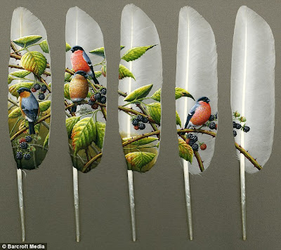 Amazing Feather Paintings, Hand Painted Feathers - I Wonder How Long It ...