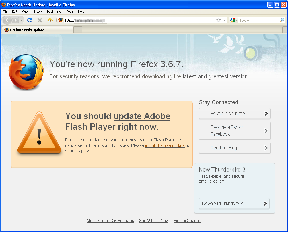 Fake Firefox Update Page Pushes Fake Flash Update