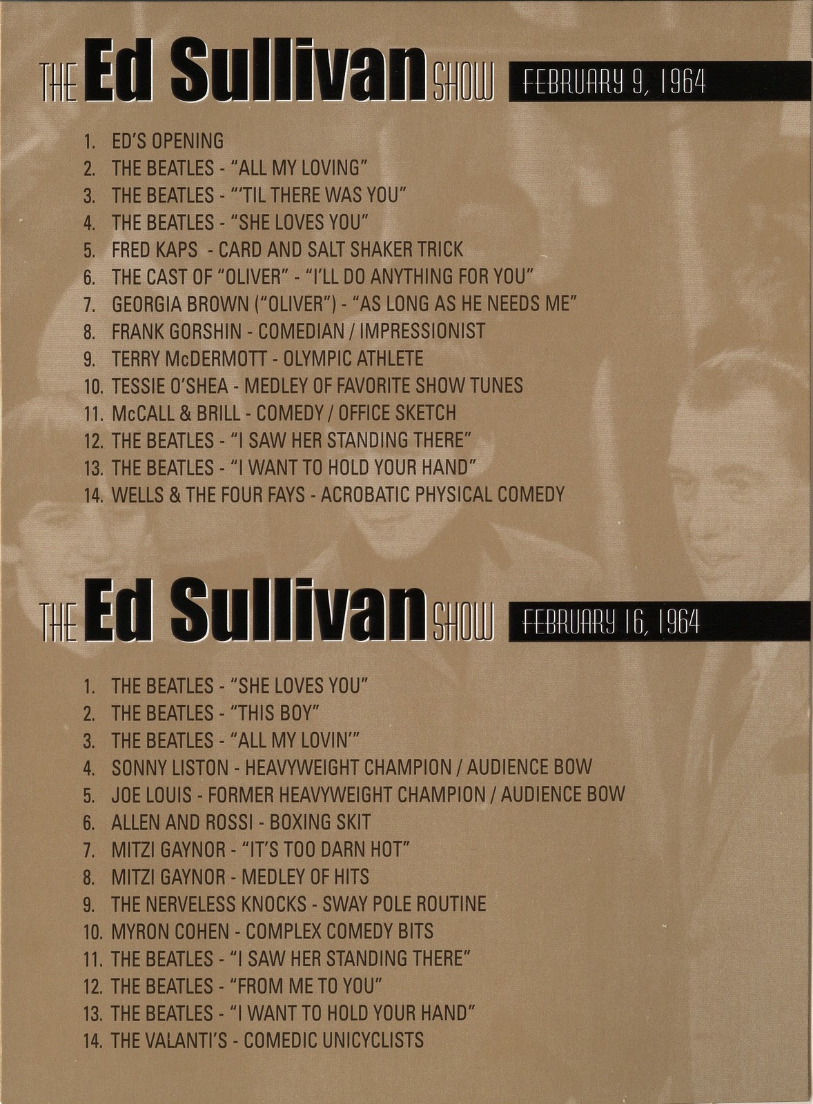 jfn Beatles Music & Memories: Four Complete Historic Ed Sullivan Shows ...