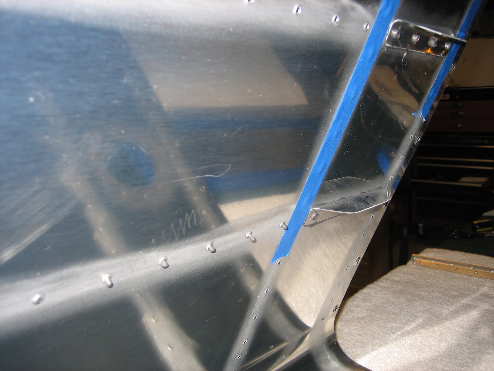 Chad and Bekah's RV-7: Sealing Left Tank stiffeners