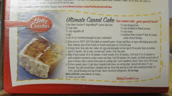 betty crocker carrot cake mix directions
