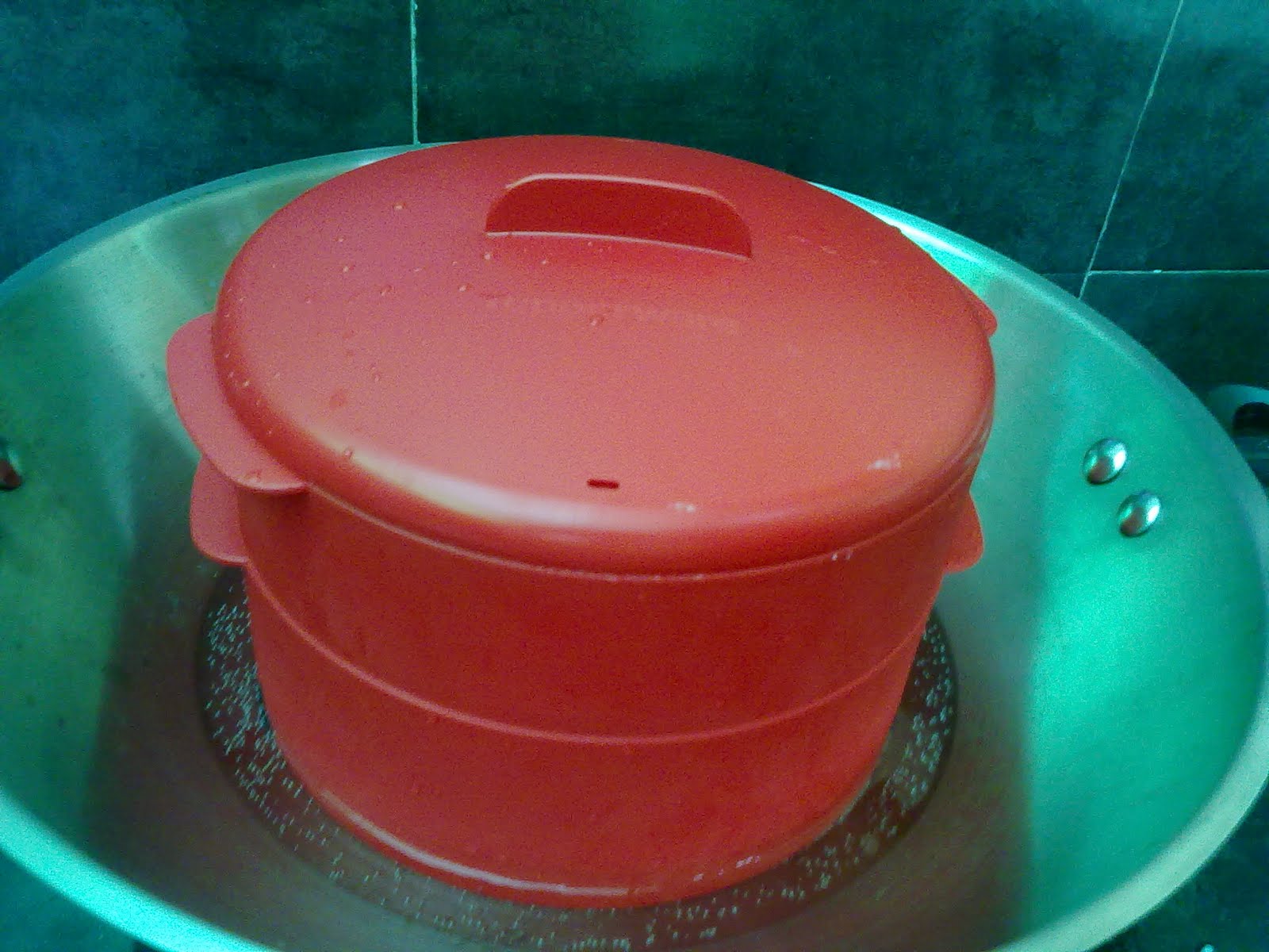 My comel tupperware steamer and corn in a tupperware