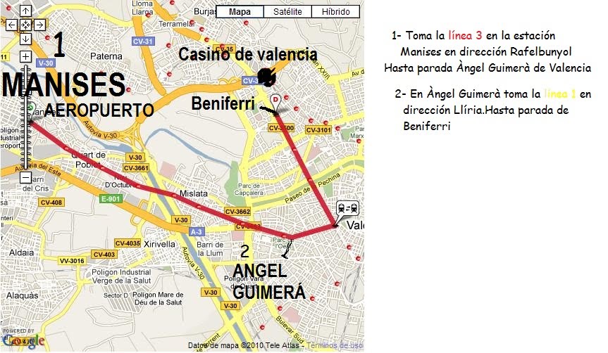 POKERSORDOSAGUNTO: mapa como llegar (Manises Aeropuerto)