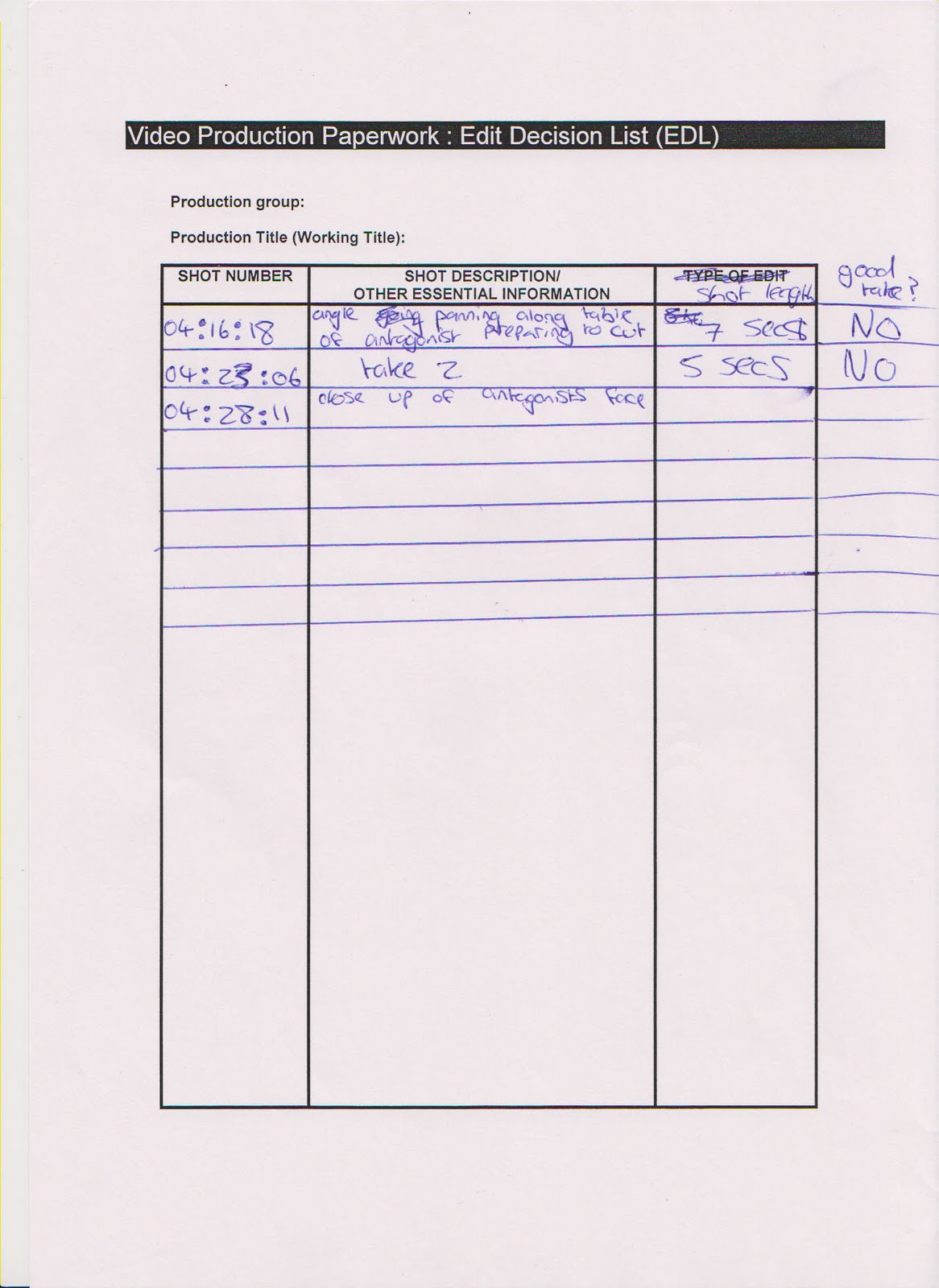 mike arnold media blog: Section 10. log sheets