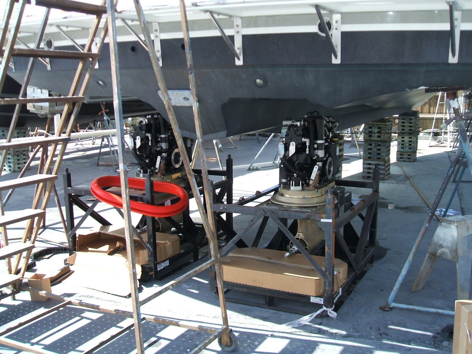 Mikelson Yachts Inc :: Blog: :: Mikelson 43 Zeus, Engine and Pod Install