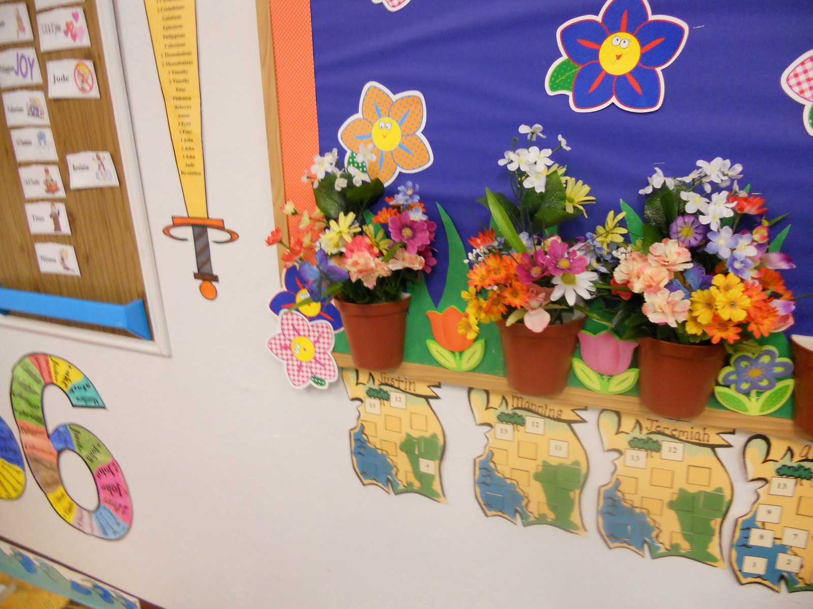 Hands On Bible Teacher: New Attendance Board...Sping Time Flowers were ...