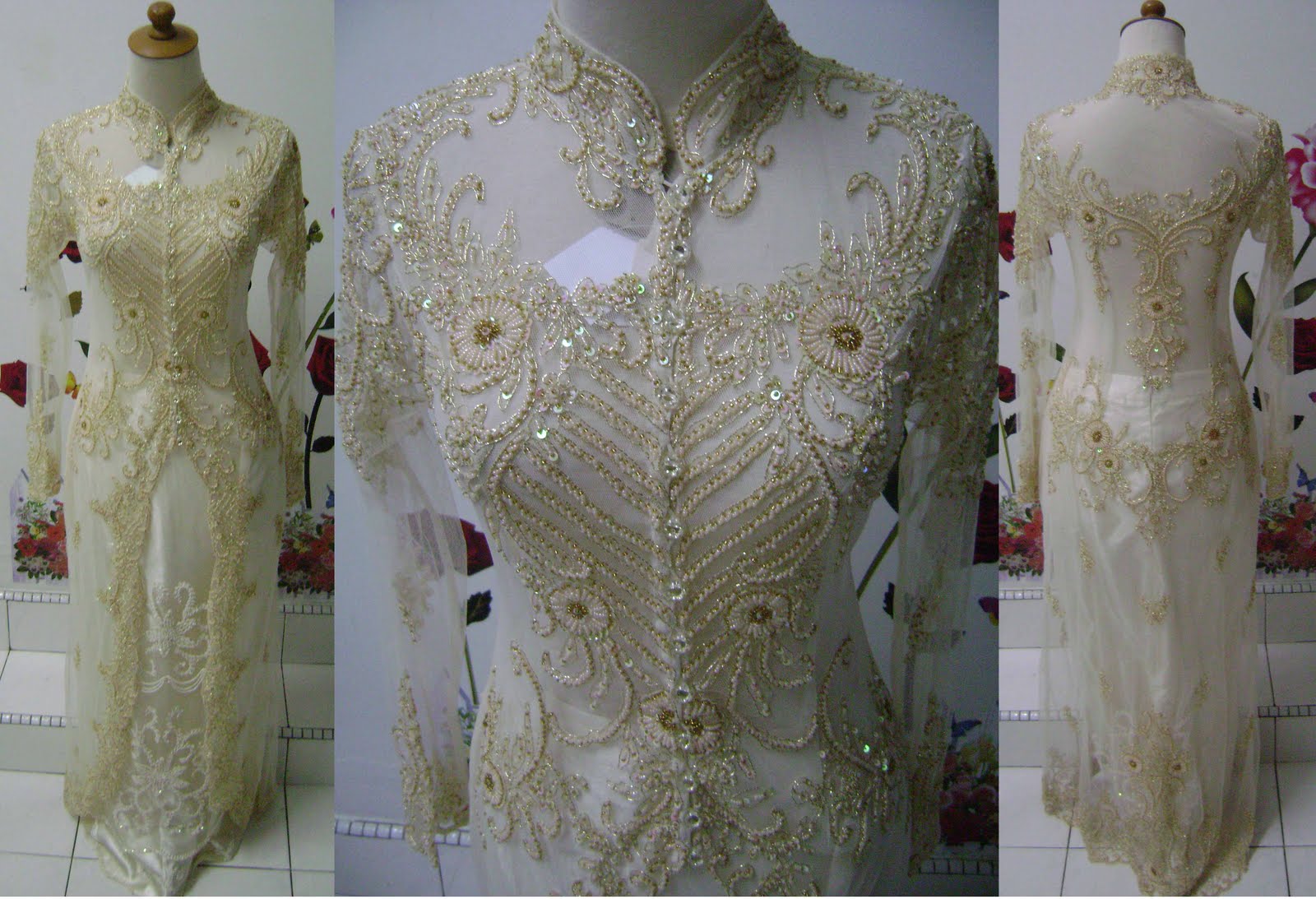 BAJU PENGANTIN KEBAYA SULAM: KEBAYA INDAH CREAM ( BAJU + KAIN ) = RM270 BAJU PENGANTIN KEBAYA SULAM: KEBAYA INDAH CREAM ( BAJU + KAIN ) = RM270