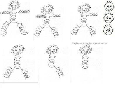 Maternelle: Graphisme, la poupée en boucles