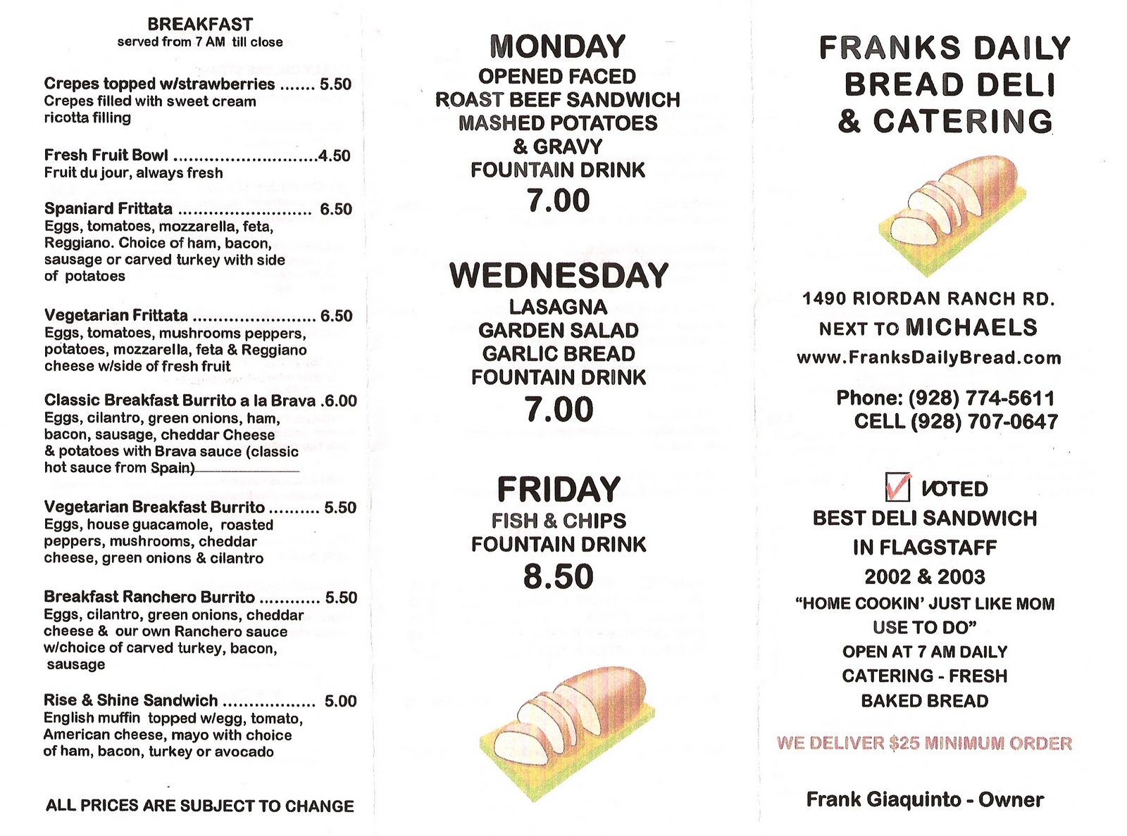Out West Food Review: New Flagstaff restaurant: Frank's Daily Bread ...