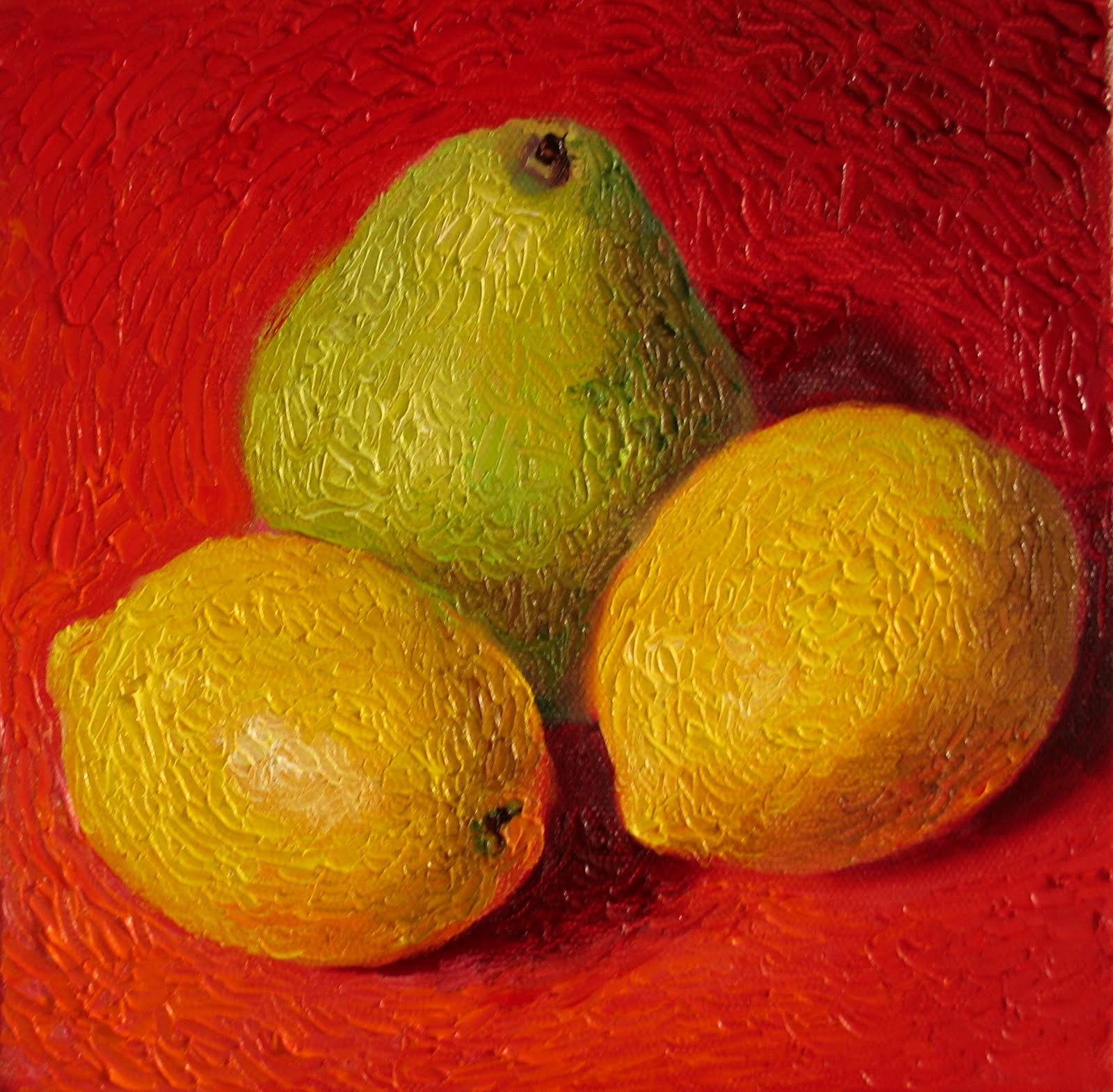 Nel's Everyday Painting: Textured Fruit on Red - SOLD