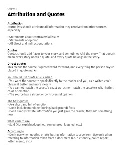Jamm 121: Media Writing: Chapter 9: Attribution and Quotes
