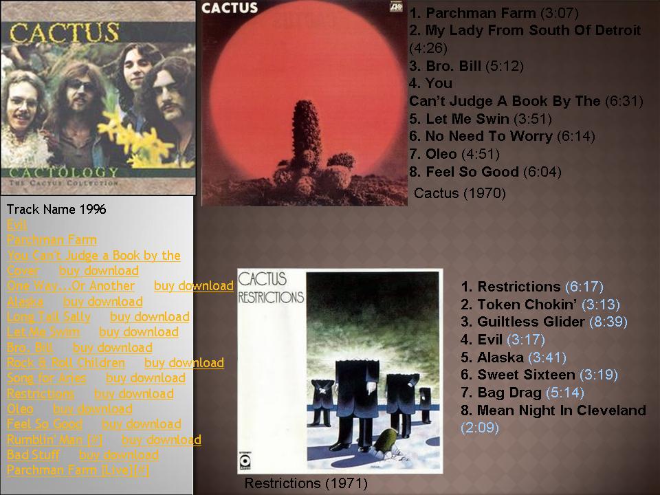 MUSIC HALL HB: DISCOGRAFIA DE GRUPO "CACTUS"