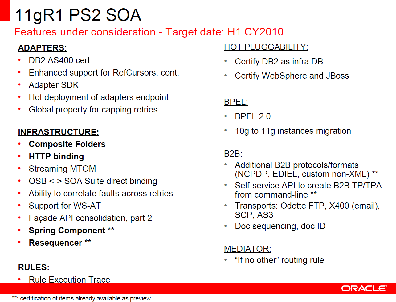 Oracle SOA, ADF: Oracle SOA Suite 11g Roadmap