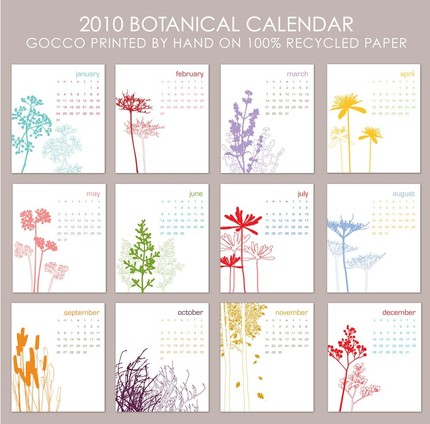 Save Gocco: 2010 Gocco Printed Calendar by Anna Cote
