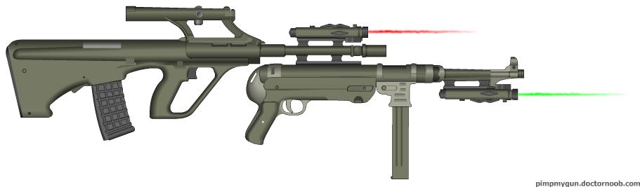 Slushian Army: Steyr AUG HBAR With Laser And Mounted MP-40