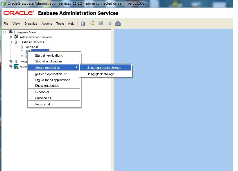 hyperion essbase: Creating BSO and ASO application.