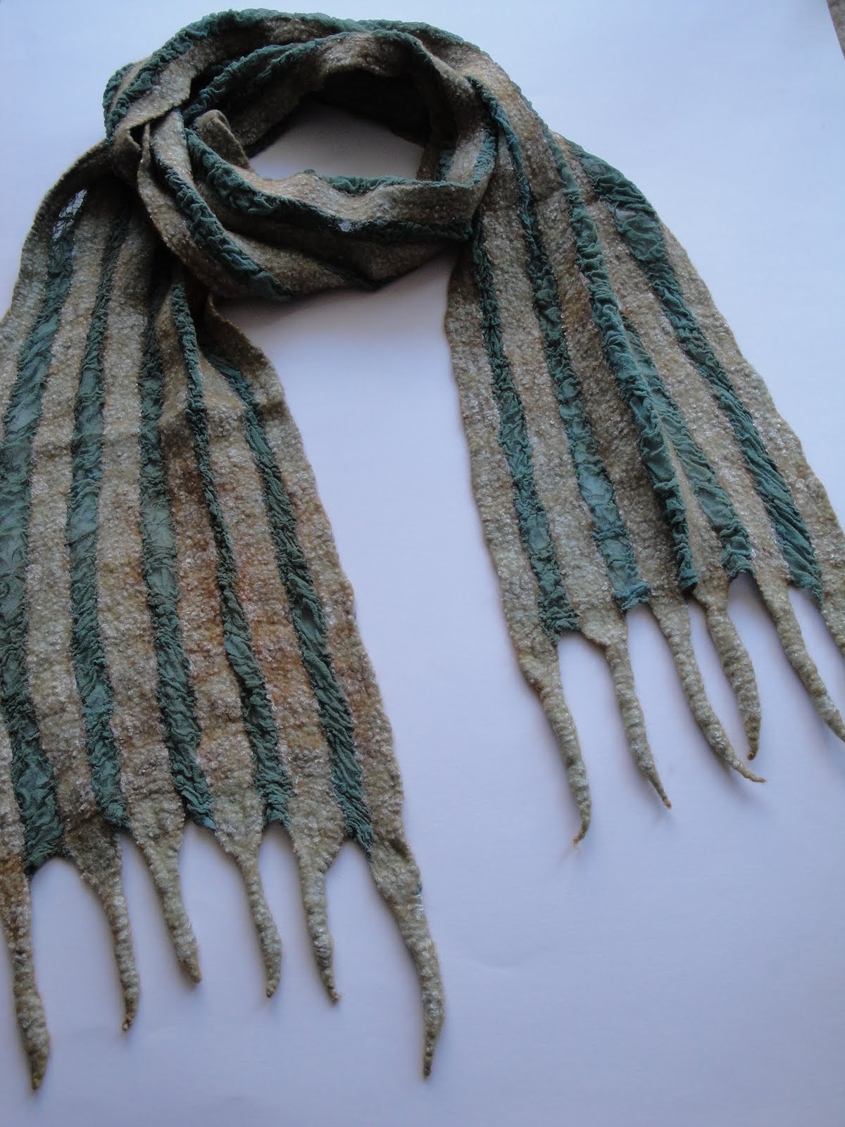 ART-FELT: Seaweed - Nuno Felted Wool/Silk/Bamboo Scarf from Light and ...