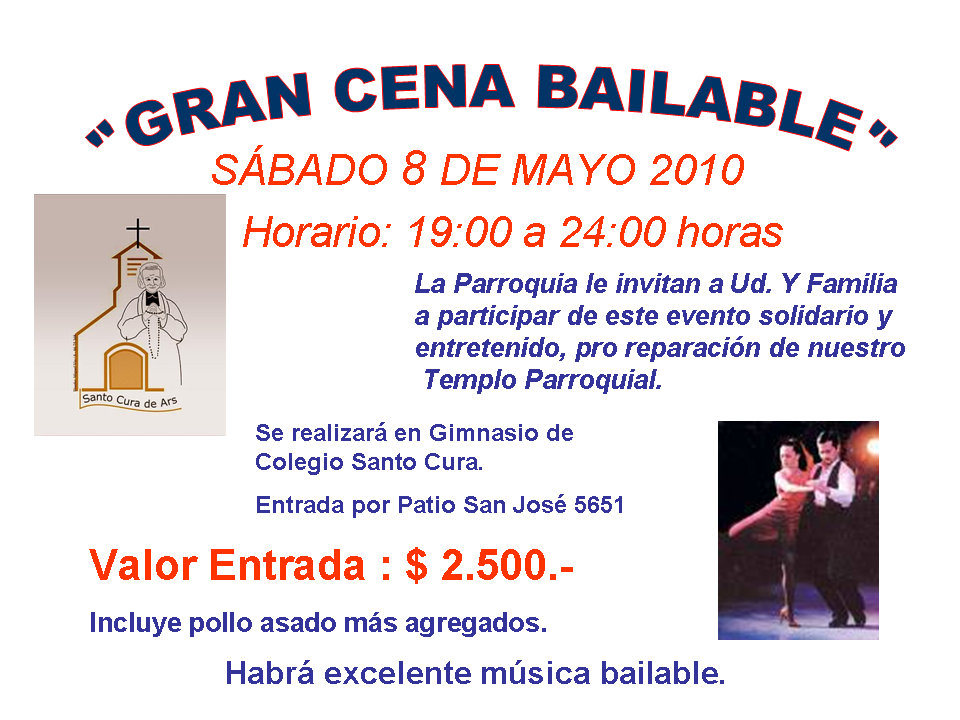 Parroquia Santo Cura de Ars Iglesia Zona Sur Santiago CHILE: CENA ...