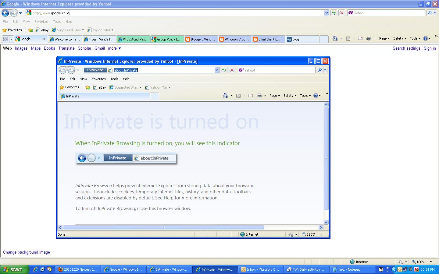 Internet Support: InPrivate browsing