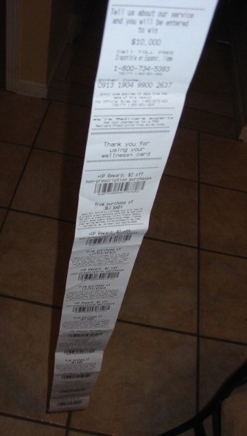 DON'T READ THIS; IT'S BORING!: Rite-Aid Trip on Monday....Receipt Tape ...