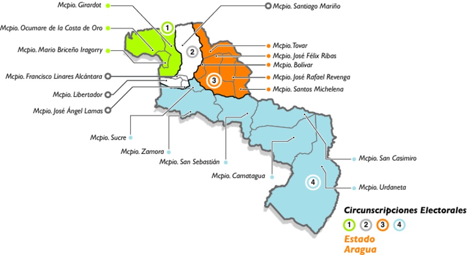Parlamentarias 2015: Mapa Electoral Aragua