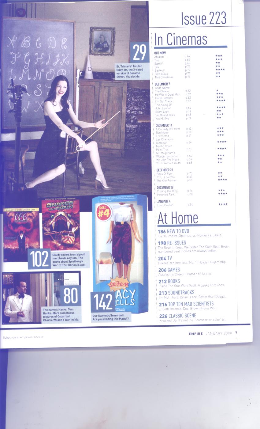 Media GCSE Resources: Empire Magazine Contents Page - Dark Knight