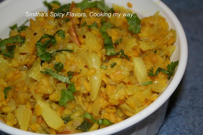 Cabbage Pesar Pappu koora / Cabbage Moong Daal curry ~ Smitha's Spicy ...
