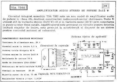 RO ELECTRONICA: AMPLIFICATOR AUDIO CU TDA 7360 / AUDIO AMPLIFIER WITH ...