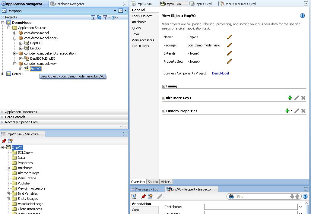 Oracle ADF - Tips and Techniques: ADF Model: Creating View Object (VO)