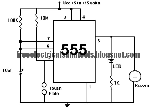 Touch Switch Circuit Using 555 IC | schematic knowledge